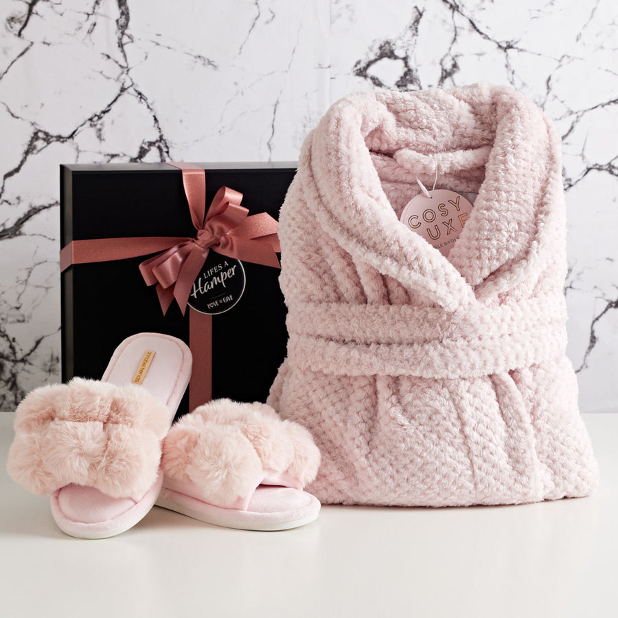Luxury Bathrobe and Slippers Hamper – Lifes A Hamper